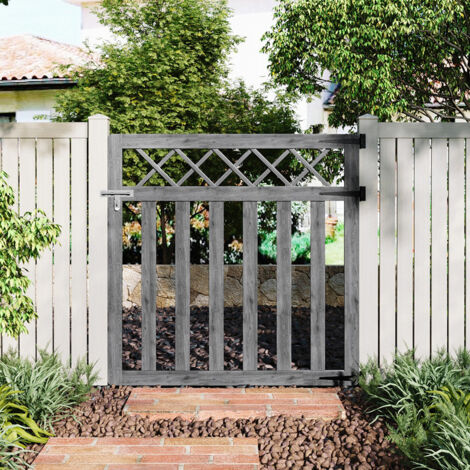 Grey Coated Classic Cross Top Wooden Gate for Garden and Yard Access ...