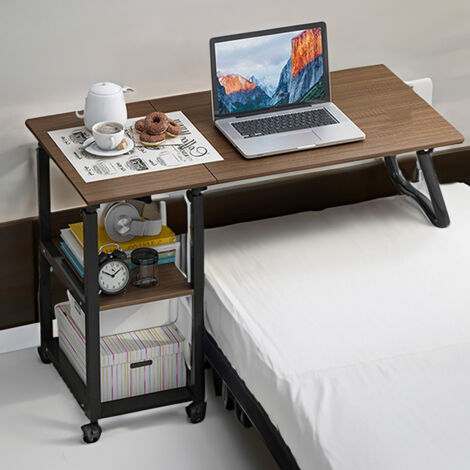 Brushed Black Oak Simple Bedroom Movable Liftable Computer Desk 95cm(W ...