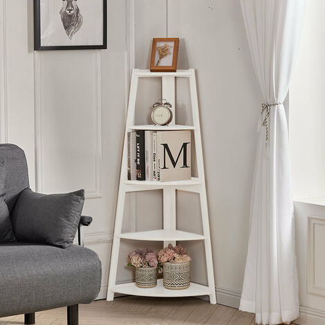 Hartleys white 5 tier ladder shelf store