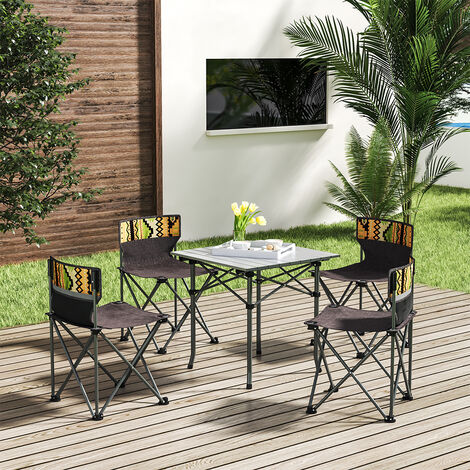 Portable Outdoor Picnic Camping Table and Chair Set Four Chairs