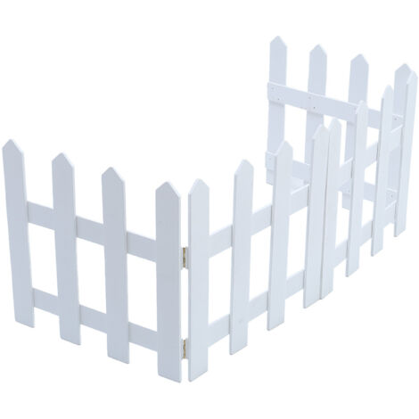 Wood Christmas Tree Picket Fence for Family Holiday Decoration, White