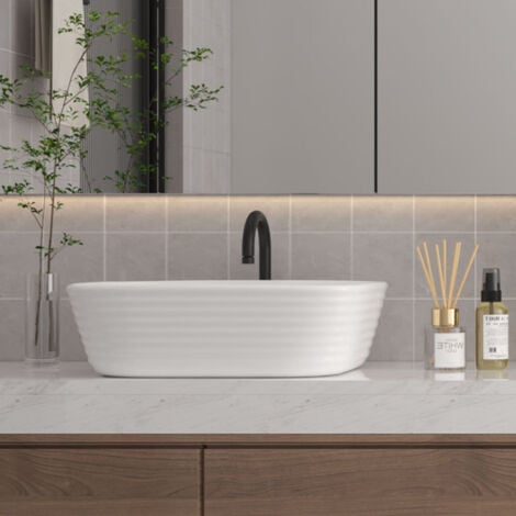 Modern White Square Countertop Bathroom Sink