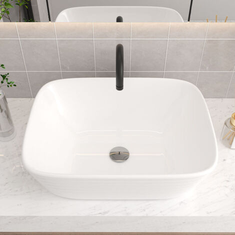 Modern White Square Countertop Bathroom Sink