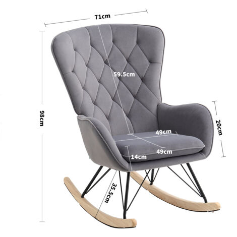 Modern Velvet Upholstered Rocking Chair,Grey