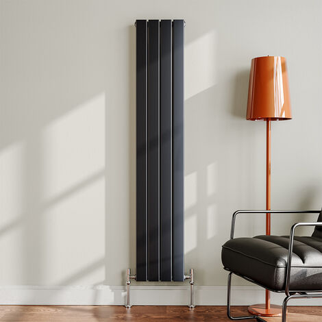 912W Steel Smoke Grey Vertical Tall Radiator with Double Panel