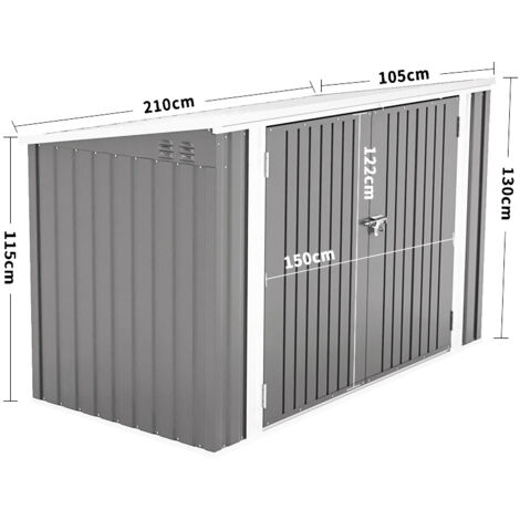 7ft Bike Sheds Grey Heavy Duty Steel Bicycle Storage Shed