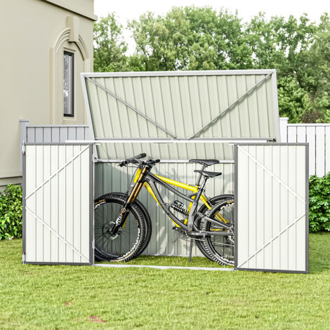 7ft Bike Sheds Grey Heavy Duty Steel Bicycle Storage Shed