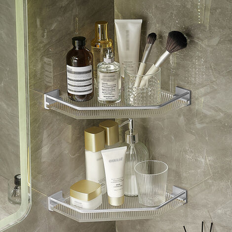 Silver Acrylic Bathroom Corner Shelf Shower Organiser