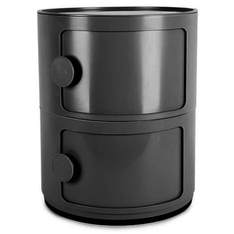 Black 40cm Round 2 tiered Drawer Storage Unit Organizer