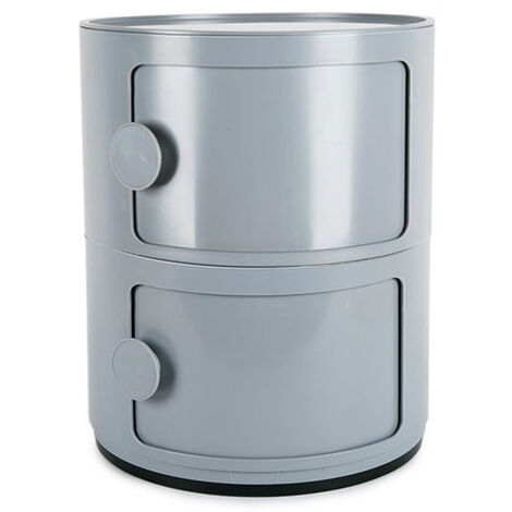 Grey 40cm Round 2 tiered Drawer Storage Unit Organizer