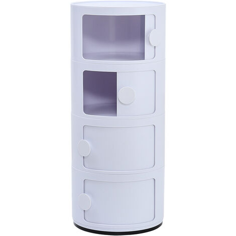 White 76cm Round 4 tiered Drawer Storage Unit Organizer