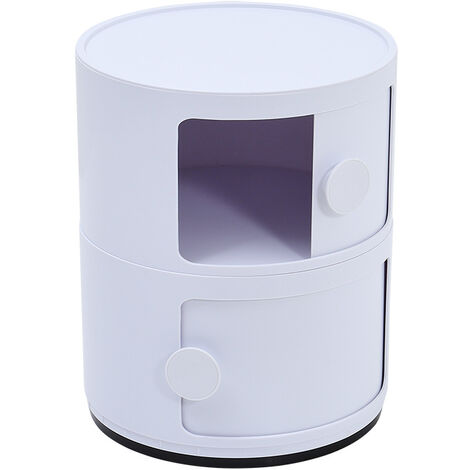 White 40cm Round 2 tiered Drawer Storage Unit Organizer