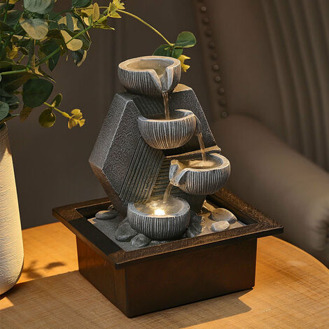 Garden Resin Fountain Water Feature LED Light