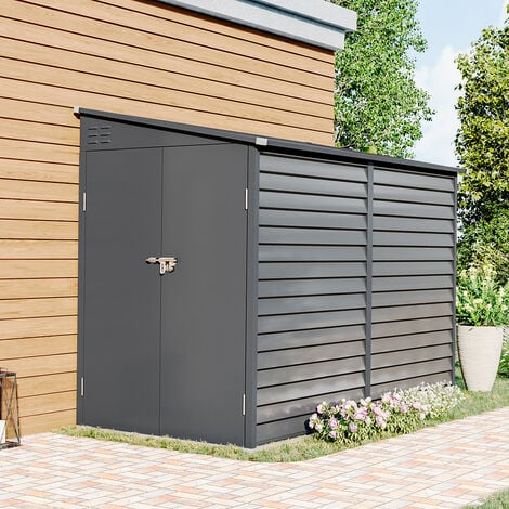 Light Grey Outdoor Steel Motorcycle Storage Shed