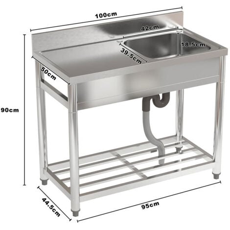 Stainless Steel Commercial Sink with Bowl Side Platform