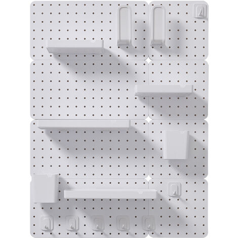 White Pegboard Wall Bathroom Storage Rack