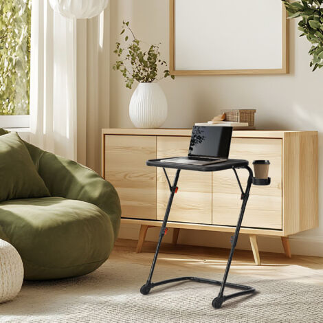 URBAN MEUBLE Table d'appoint pliable avec porte-gobelet, plateau ...