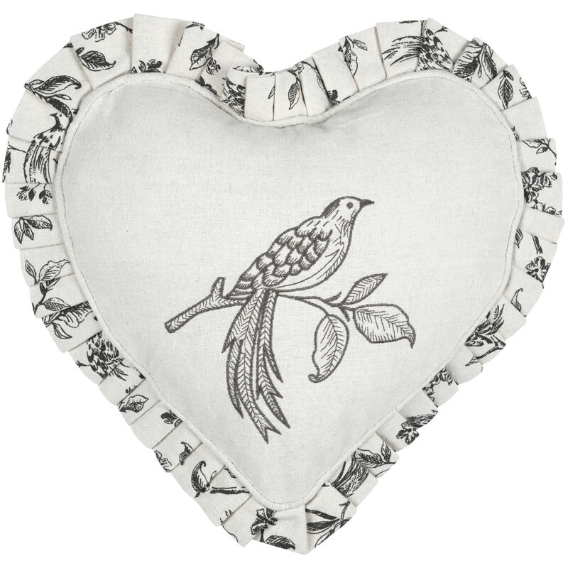Coussin coeur style campagne chic Ecru 30x30 cm