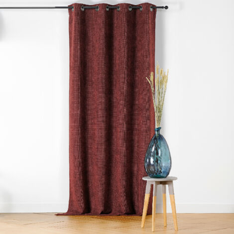 Rideau velours plat à oeillets Rouge foncé 145x260 cm