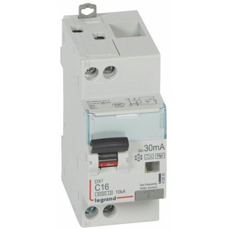 Disjoncteur différentiel monobloc DX³6000 10kA arrivée haute et départ bas à vis U+N 230V - 16A ...