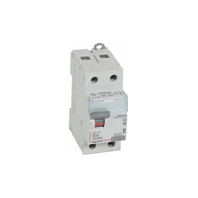 Interrupteur différentiel DX³-ID arrivée haute et départ bas à vis - 2P 230V 80A typeA 30mA - 2 ...