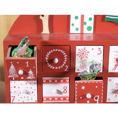 Calendario dell'Avvento in Legno con Renna Idea Regalo Altezza 38 Cm