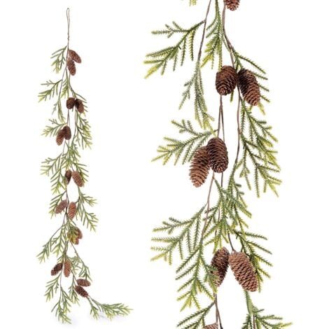 Set 2 Festoni Natalizi da Appendere con Rami d'Abete e Pigne