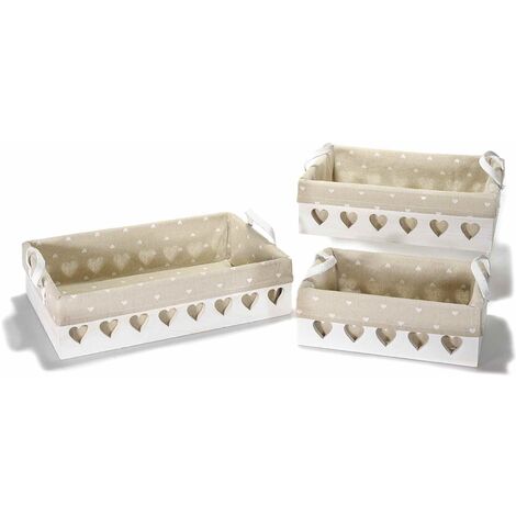 Cestini per la casa in legno con fodera in stoffa set da 3 cestini per ...