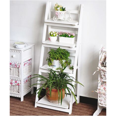 Porta Piante Vasi Portapiante a Scaletta Legno 4 Ripiani Richiudibili