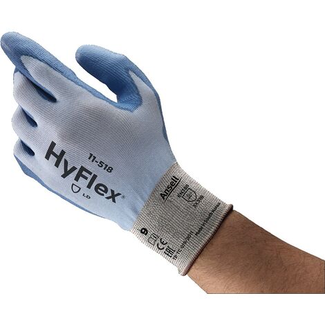 Gant de protection contre les coupures HyFlex® 11-518 Taille 8 bleu Spandex/nylon/Dyneema EN 388 ...