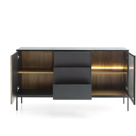 Buffet ODENSE 154 cm chêne et noir