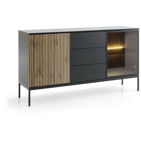 Buffet ODENSE 154 cm chêne et noir