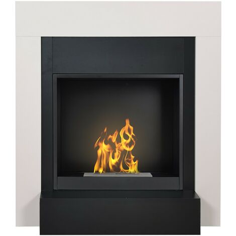 Insert bio-éthanol avec manteau SIMPLE 90x96x35cm blanc