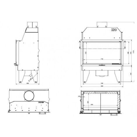 Insert de cheminée à bois LINE 15 kW 2 vitres versions droite