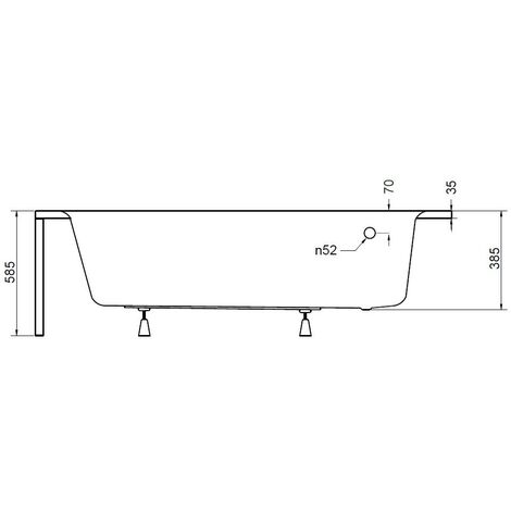Baignoire d'angle ORIEGO II 150 cm gauche sans tablier