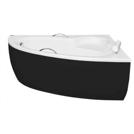Baignoire d'angle NATALIA DROITE avec tablier NOIR