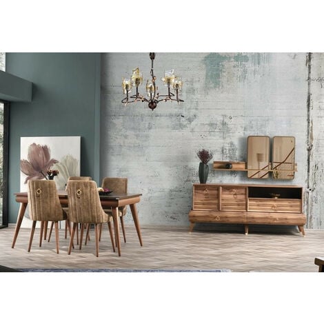 Salle à manger SAFIR noyer et cuivre