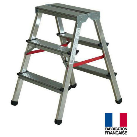 Escalux - Escabeau double accès 2x3 Haut. travail 2,55 m - ESCADOUBLE