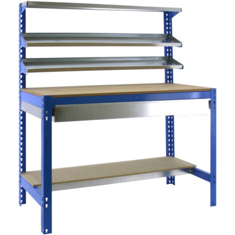 Simon Rack - Kit Etabli 1440x900x600mm Charge 400Kg - SIMONWORK BT-1 BOX 900 BLEU/BOIS
