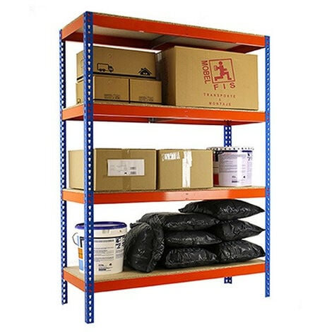 Simon Rack - Etagère de rangement 4 niveaux 2000x1200x600 mm Bleu/ Orange - KIT ECOFORTE 1206/4