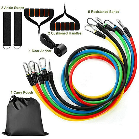 Juego de 11 Bandas de Resistencia, Equipo de Gimnasio, Entrenamiento Elástico para Hombres ...