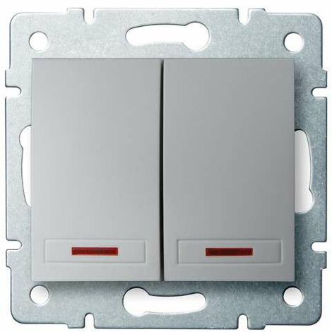 Pulsante doppio incasso con LED luminoso DOMO Argento