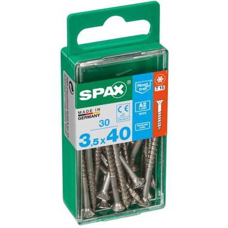 Scatola 30 unità. vis a bois spax cab. acciaio inossidabile piatto a2 3.5x40mm spax