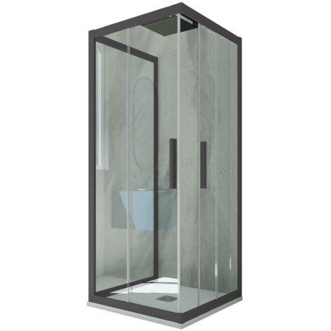 Box doccia scorrevole 3 lati 90x90x90 cm Antracite Kolors Trio