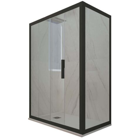 Box doccia 75x100 1 anta scorrevole h 200 Nero Matt Deco Duo