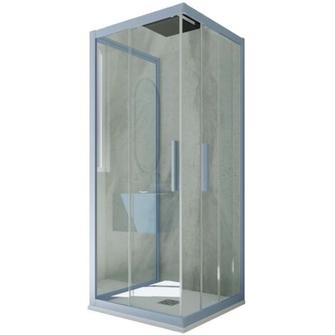 Box doccia scorrevole 3 lati 90x90x90 cm Blu Vintage Kolors Trio