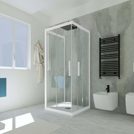 Box doccia scorrevole 3 lati 90x90x90 cm Bianco Matt Kolors Trio