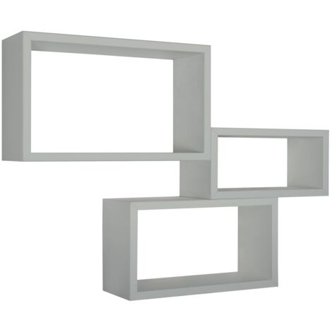 Set 3 mensole rettangolari parete grigio scaffale salotto soggiorno ...