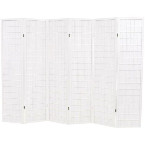Hommoo Biombo plegable con 6 paneles estilo japonés 240x170 cm blanco