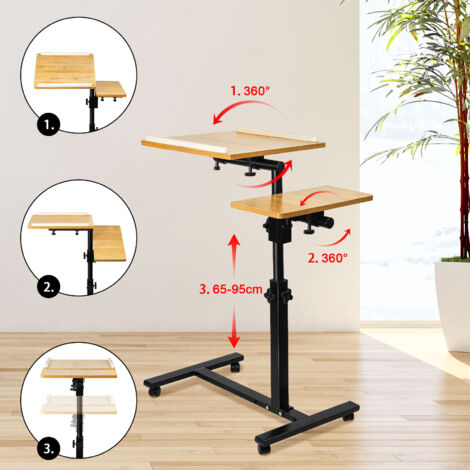 Table réglable pour ordinateur portable roulettes support inclinable ...